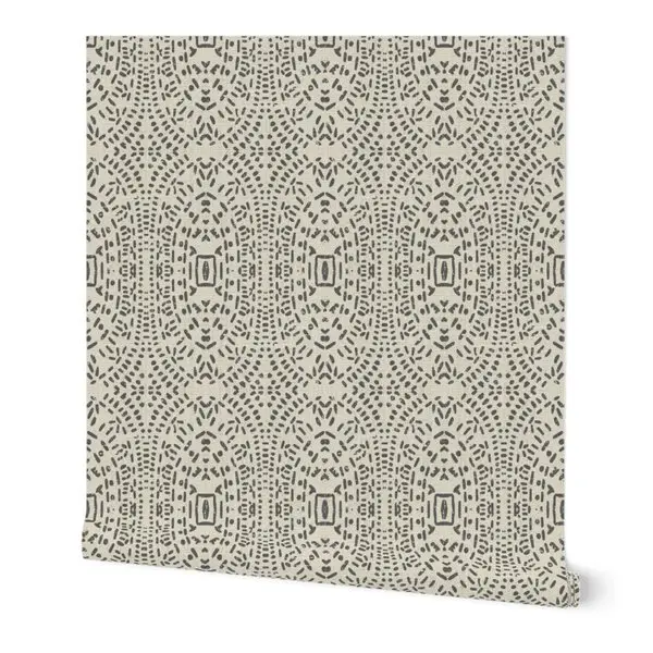 Spoonflower Vintage Modern Geometric Geo Linen French Rustic Custom Pre-pasted Wallpaper