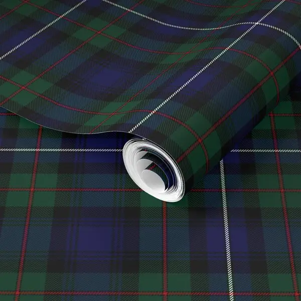 Spoonflower Green Blue Plaid Tartan Scottish Robertson 1816 Traditional Wallpaper - Black,gray,blue