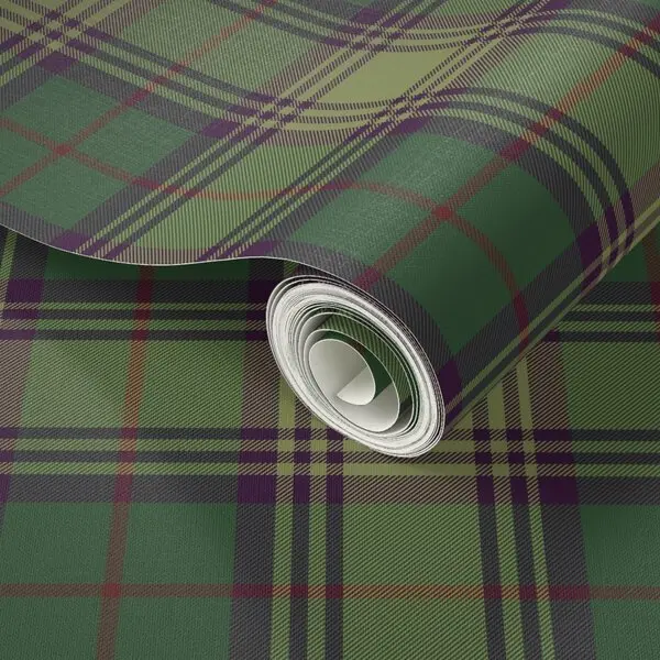 Spoonflower Green Plaid Red Purple Grey Navy Tan Traditional Wallpaper - Green,black,purple
