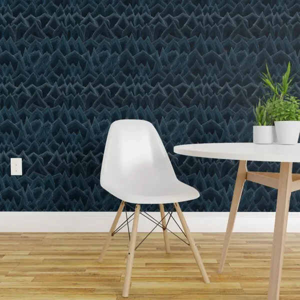 Spoonflower Abstract Dark Night Hand Drawn Monochromatic Custom Pre-pasted Wallpaper