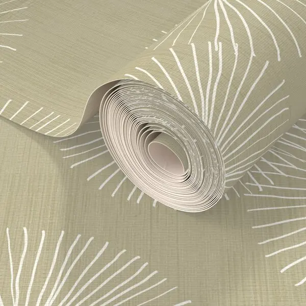 Spoonflower Dandelions Neutral Gray Floral Dandelion Modern Custom Removable Wallpaper - Gray,white,beige