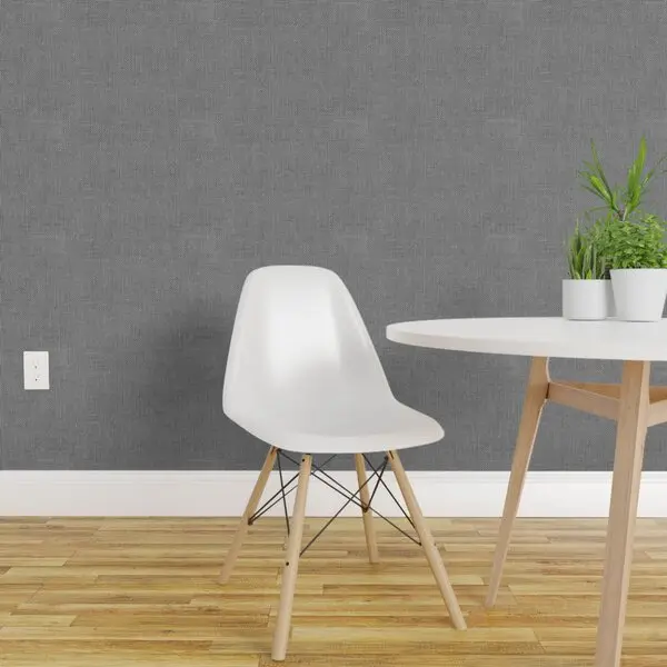 Spoonflower Grey Woven Weave Texture Jute Fiber Traditional Wallpaper