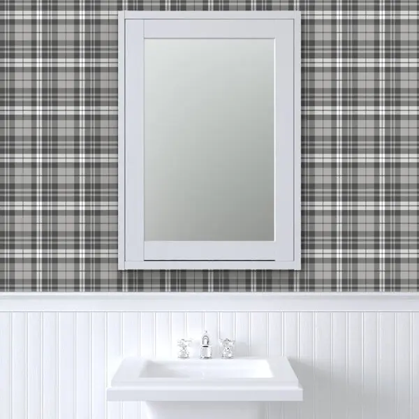 Spoonflower Plaid Grey Winter Monochrome Little Arrow Fall Custom Removable Wallpaper