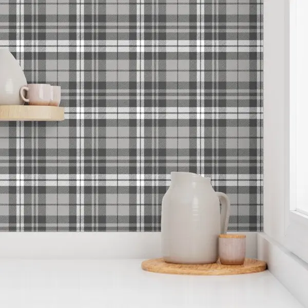 Spoonflower Plaid Grey Winter Monochrome Little Arrow Fall Custom Removable Wallpaper