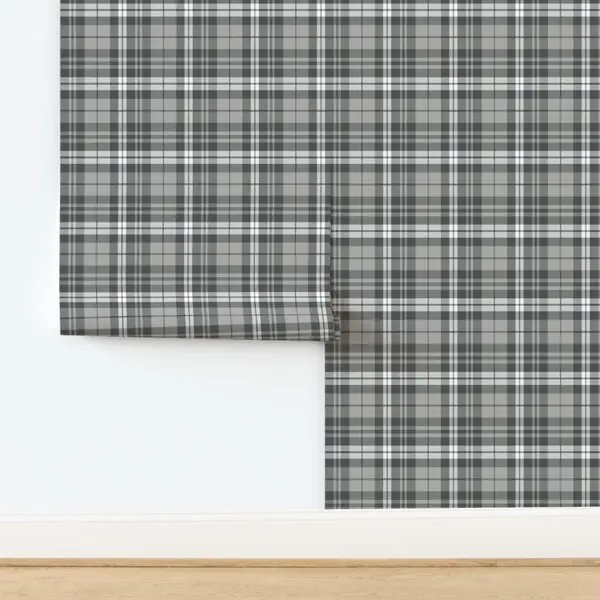 Spoonflower Plaid Grey Winter Monochrome Little Arrow Fall Custom Removable Wallpaper