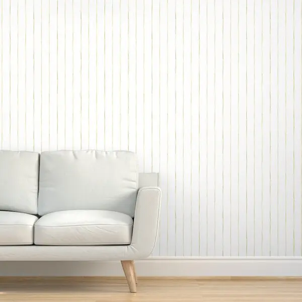 Spoonflower Stripe Gold Watercolor Minimal Mod Neutral Traditional Wallpaper