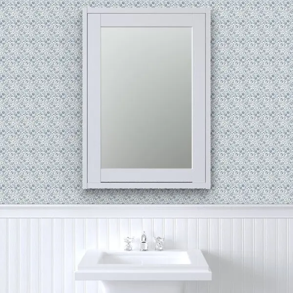 Spoonflower Ditsy White Floral Flowers Small Doll Scale Custom Pre-pasted Wallpaper