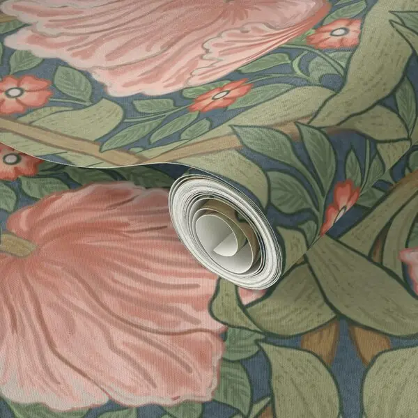 Spoonflower Floral Victorian William Morris Arts And Crafts Traditional Wallpaper - Green