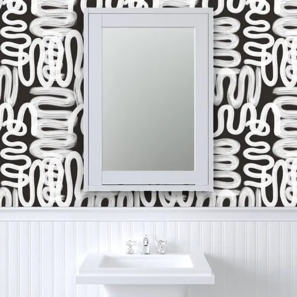 Spoonflower Black And White Punk Modern Abstract Art Graffiti Traditional Wallpaper