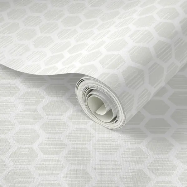 Spoonflower Beehive Grey Honeycomb Hexagon Geometric Cartoon Custom Removable Wallpaper - Gray