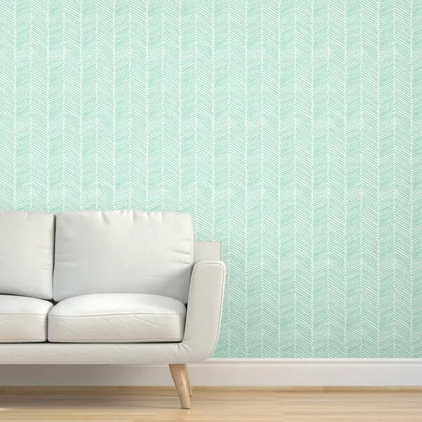 Spoonflower Arrows Large Jade Chevron Zigzag Arrow Green Traditional Wallpaper