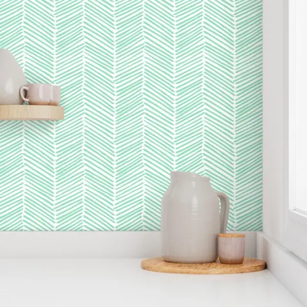 Spoonflower Arrows Large Jade Chevron Zigzag Arrow Green Traditional Wallpaper