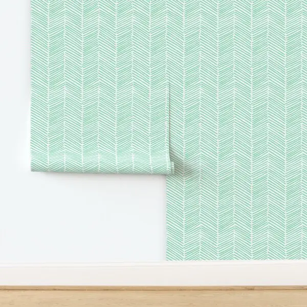 Spoonflower Arrows Large Jade Chevron Zigzag Arrow Green Traditional Wallpaper
