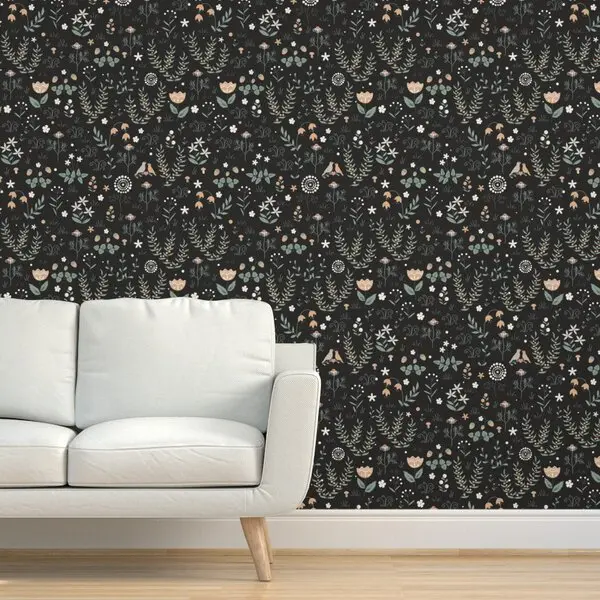 Spoonflower Meadow Herbs 100% Natural Sisal Grasscloth Wallcovering