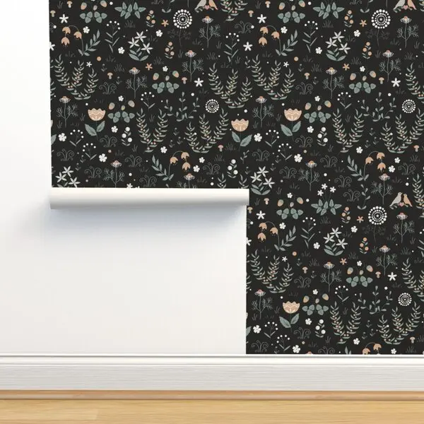 Spoonflower Meadow Herbs 100% Natural Sisal Grasscloth Wallcovering