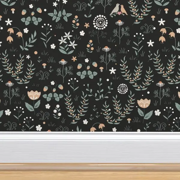 Spoonflower Meadow Herbs 100% Natural Sisal Grasscloth Wallcovering