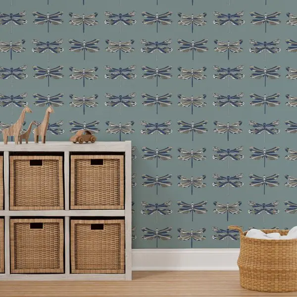 Spoonflower Nature Woodland Modern Animals Hand Drawn Custom Pre-pasted Wallpaper