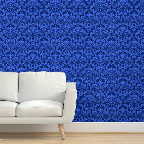 Spoonflower Damask Smaller Scale Floral Brocade Traditional Wallpaper