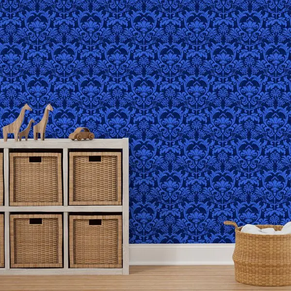Spoonflower Damask Smaller Scale Floral Brocade Traditional Wallpaper