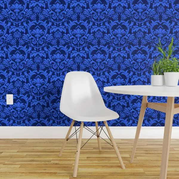 Spoonflower Damask Smaller Scale Floral Brocade Traditional Wallpaper