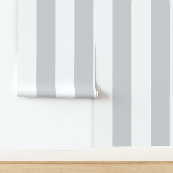 Spoonflower Stripe Light Grey White Lines Traditional Wallpaper