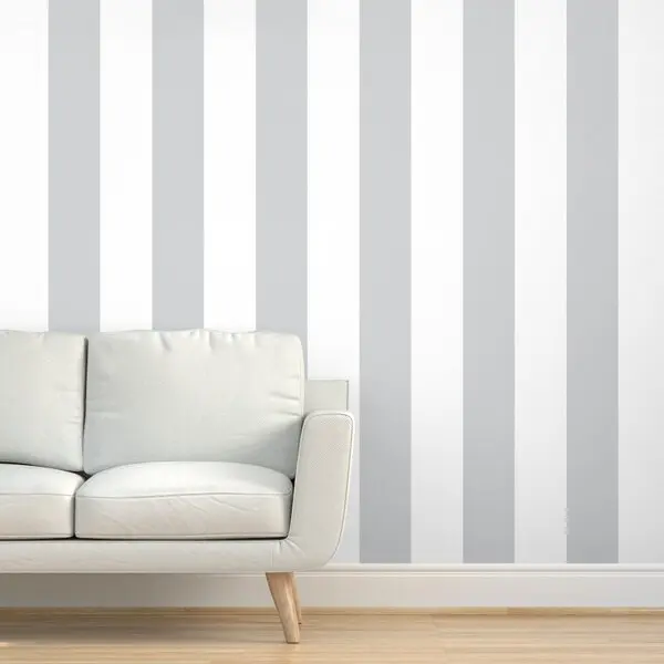 Spoonflower Stripe Light Grey White Lines Traditional Wallpaper