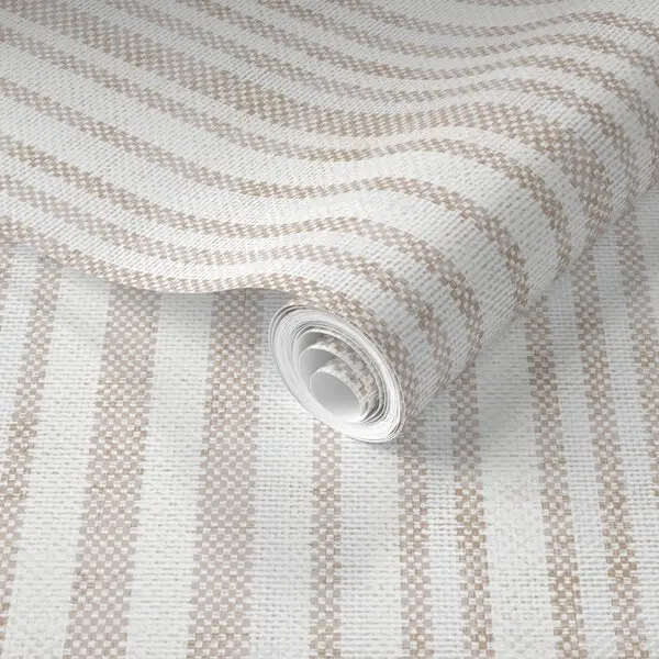 Spoonflower Texture Line Stripe Ticking French Modern Linen Traditional Wallpaper - Gray