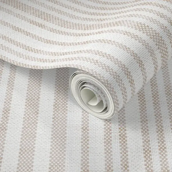 Spoonflower Texture Line Stripe Ticking French Modern Linen Traditional Wallpaper - Gray