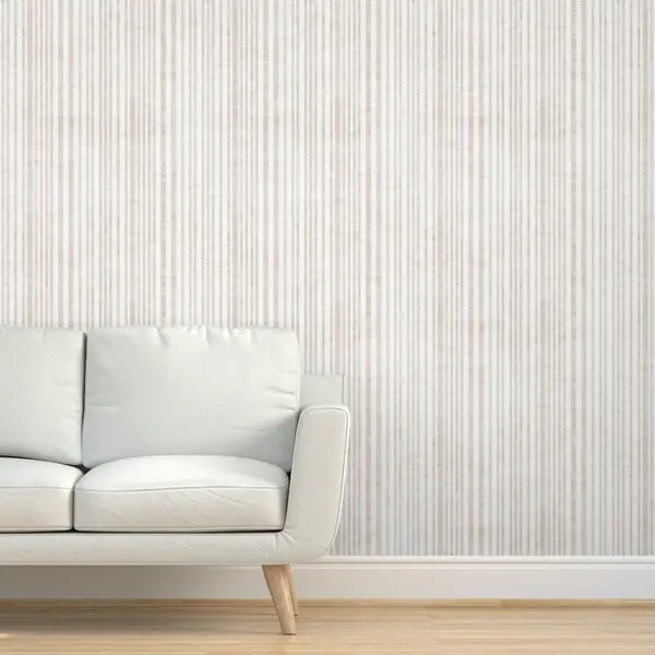 Spoonflower Texture Line Stripe Ticking French Modern Linen Traditional Wallpaper - Gray