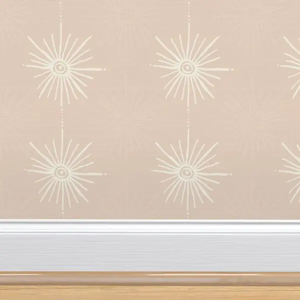 Spoonflower Boho Sunburst Natural On Blush 100% Natural Sisal Grasscloth Wallcovering