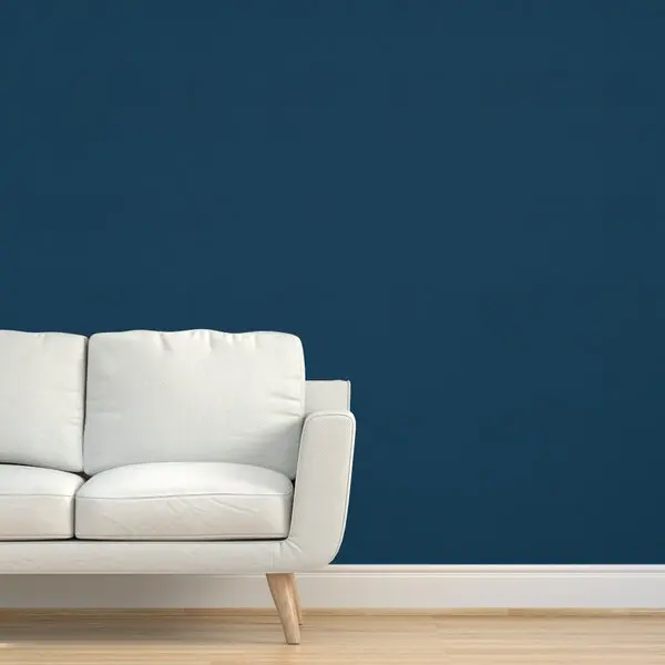 Spoonflower Solid Deep Sea Dark 100% Natural Sisal Grasscloth Wallcovering - Blue