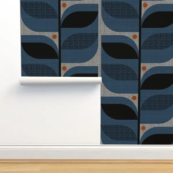 Spoonflower Mid Century Tropical Leaves Medium Large Scale 100% Natural Sisal Grasscloth Wallcovering