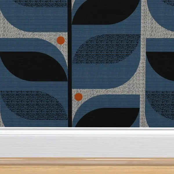 Spoonflower Mid Century Tropical Leaves Medium Large Scale 100% Natural Sisal Grasscloth Wallcovering
