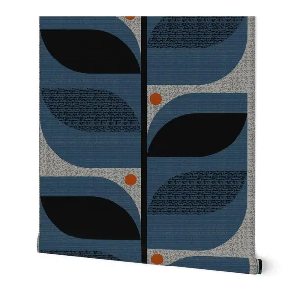 Spoonflower Mid Century Tropical Leaves Medium Large Scale 100% Natural Sisal Grasscloth Wallcovering