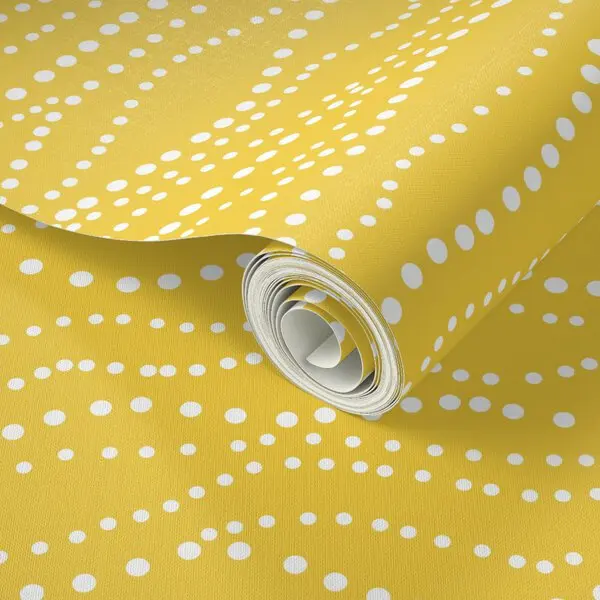Spoonflower Stripe Yellow Dots Abstract Stripes Summer Waves Traditional Wallpaper - Yellow,white,beige