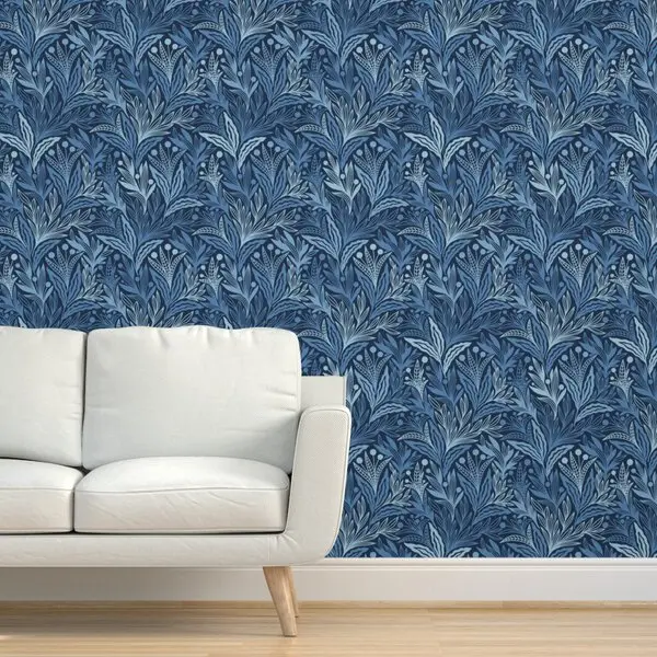 Spoonflower Plant Pattern 100% Natural Sisal Grasscloth Wallcovering