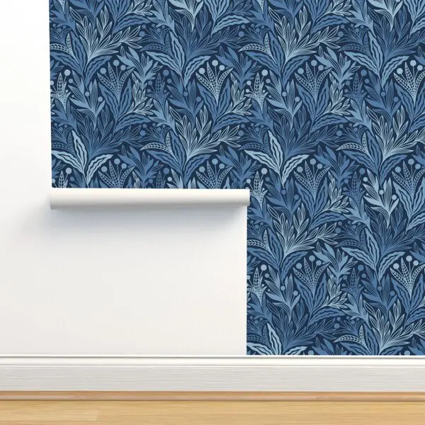 Spoonflower Plant Pattern 100% Natural Sisal Grasscloth Wallcovering
