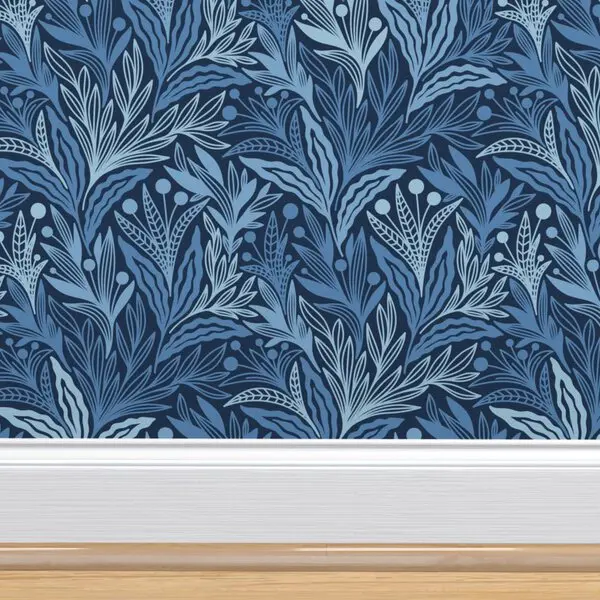 Spoonflower Plant Pattern 100% Natural Sisal Grasscloth Wallcovering
