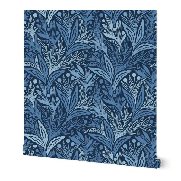 Spoonflower Plant Pattern 100% Natural Sisal Grasscloth Wallcovering