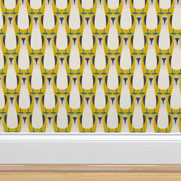Spoonflower Footed Boobies 100% Natural Sisal Grasscloth Wallcovering