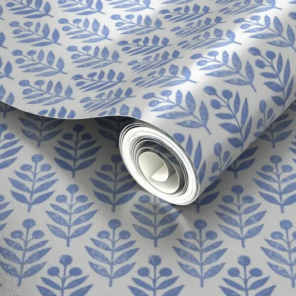 Spoonflower Navy Traditional Classic And White Block Wallpaper - Blue