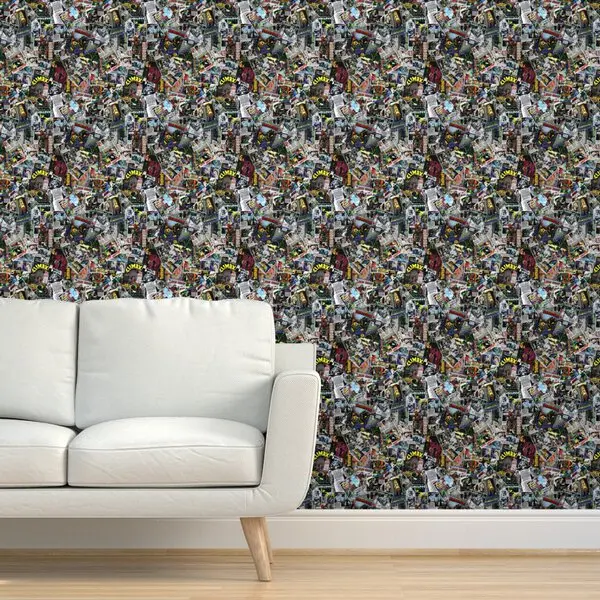 Spoonflower Vintage Horror Comic Book Terror Fright Custom Pre-pasted Wallpaper