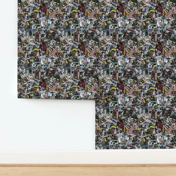 Spoonflower Vintage Horror Comic Book Terror Fright Custom Pre-pasted Wallpaper
