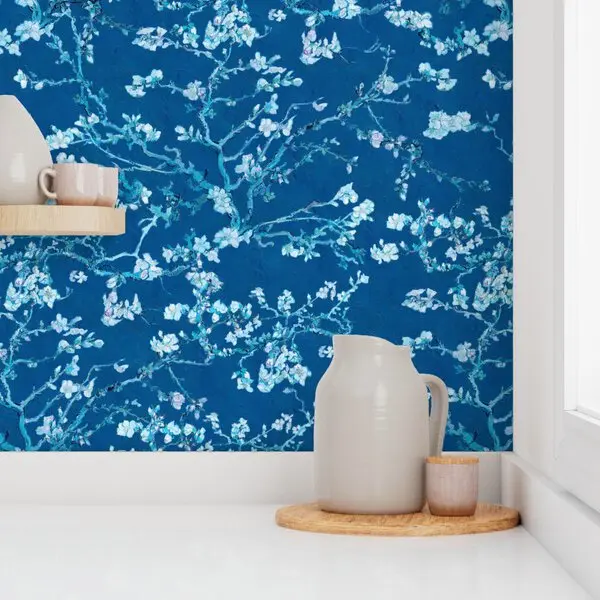 Spoonflower Impressionist Painting Art Garden Tree White Custom Pre-pasted Wallpaper