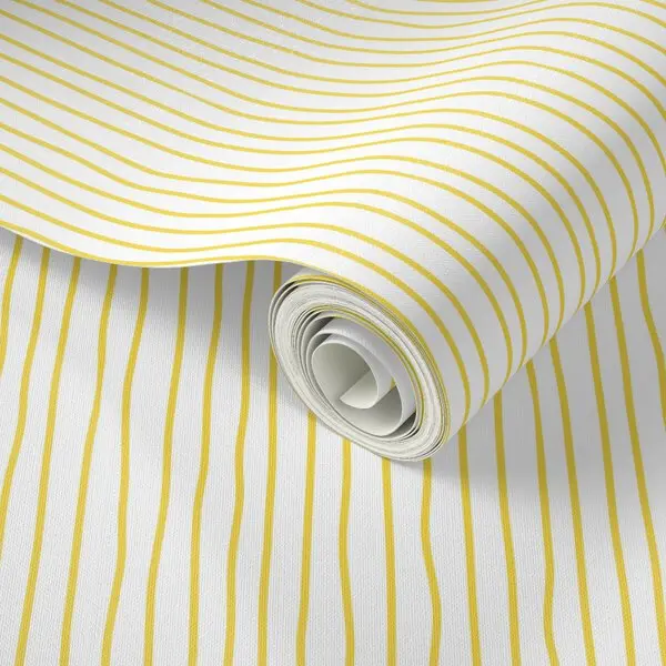 Spoonflower White Yellow Geometric Stripes Lines Custom Removable Wallpaper - Gray,yellow,beige