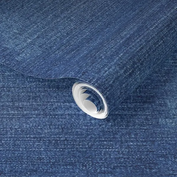 Spoonflower Jeans Texture Removable Wallpaper - Blue