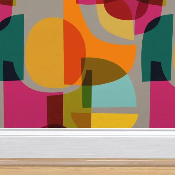 Spoonflower Mid Century Kaleidoscope Flat 100% Natural Sisal Grasscloth Wallcovering