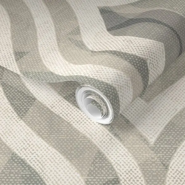 Spoonflower Cream Modern Geometric Sand Neutral Custom Pre-pasted Wallpaper - Gray,white