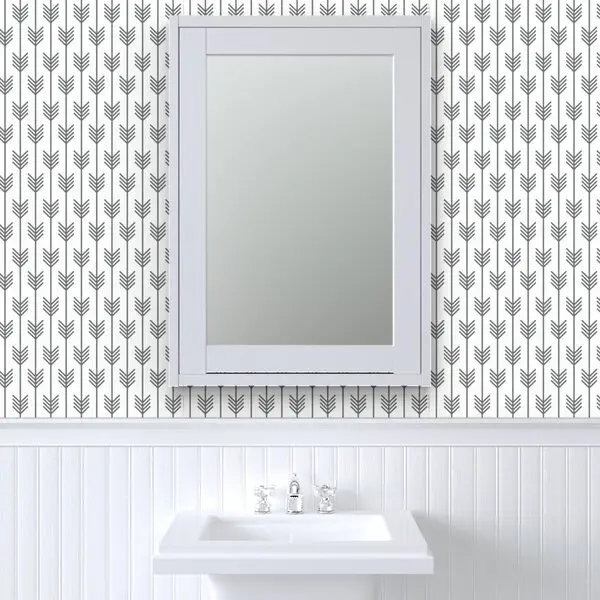 Spoonflower Black Gray Geometric Arrows Traditional Wallpaper