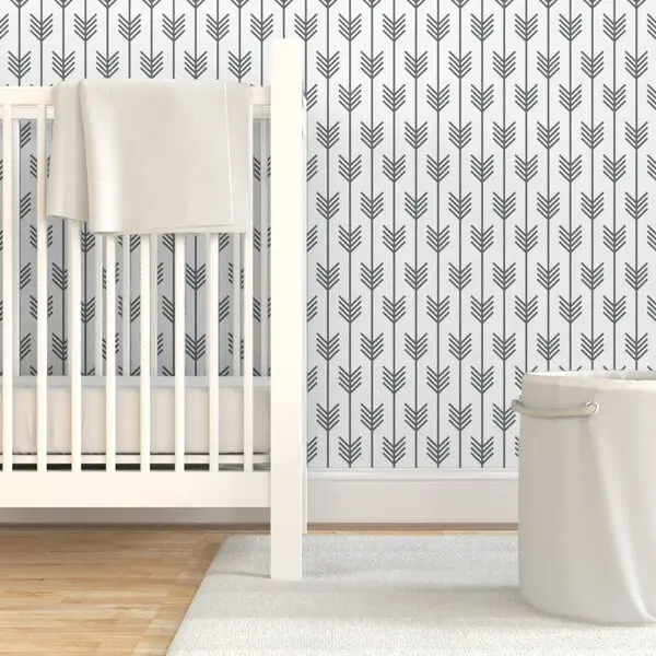 Spoonflower Black Gray Geometric Arrows Traditional Wallpaper
